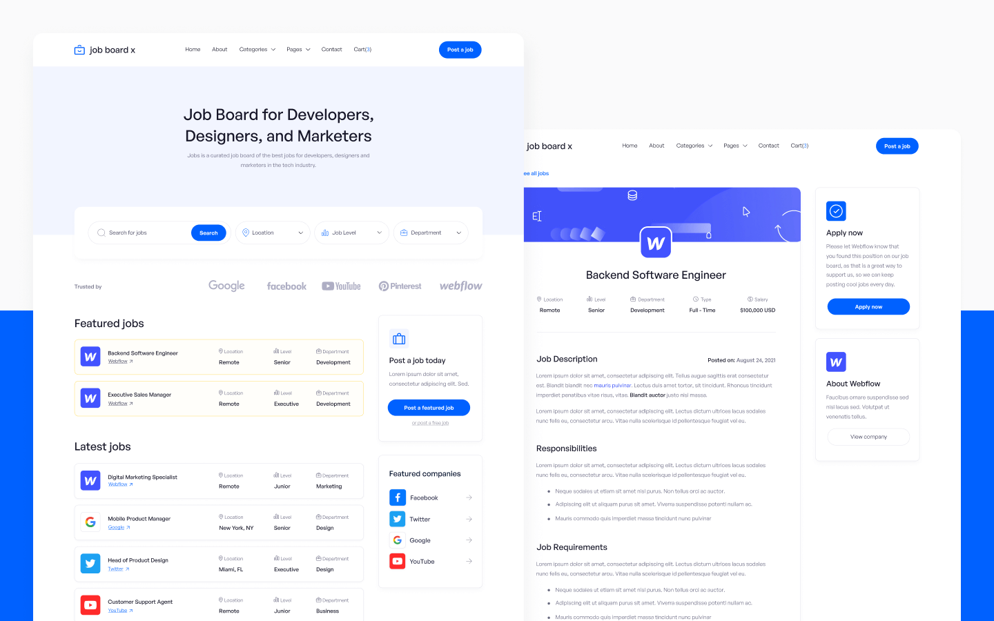 Job Board X Job Portal Website Template Webflow Ease Template